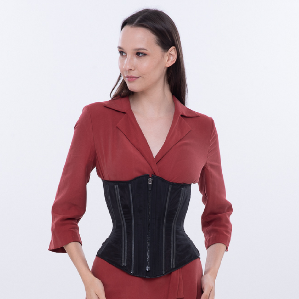 Black Fine Mesh No Line Corset, Hourglass Silhouette, Regular ...